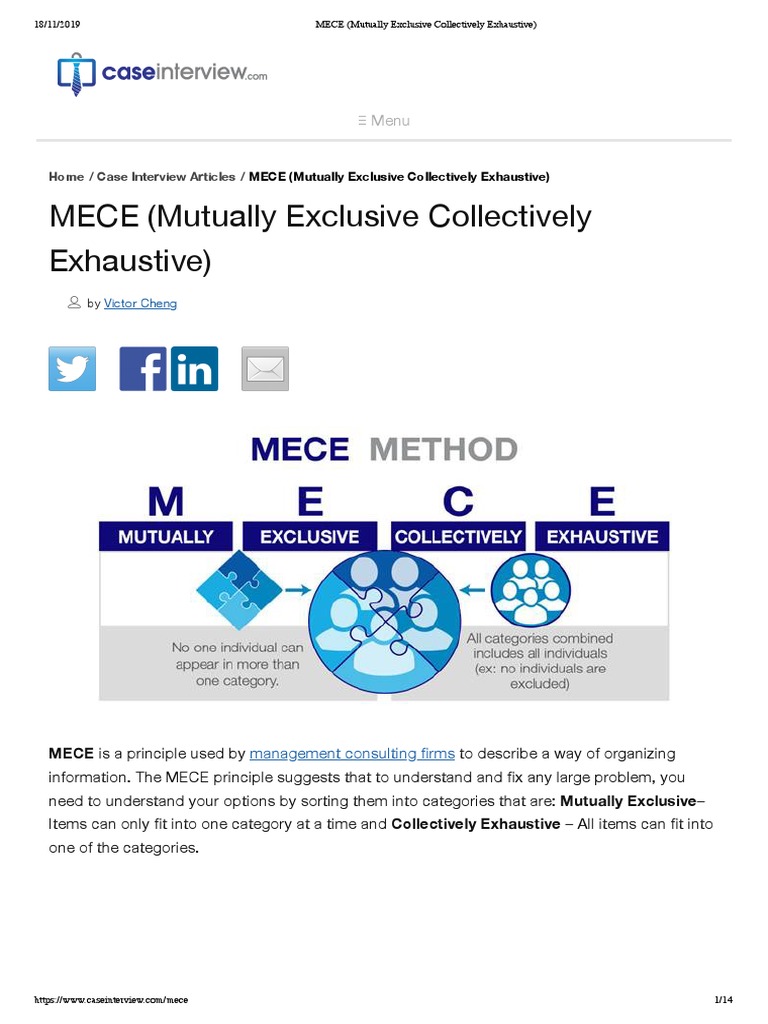 MECE (Mutually Exclusive Collectively Exhaustive) | PDF | Fallacy ...