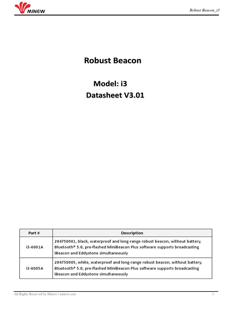 I3 Robust Beacon Datasheet - 3.01 | PDF | Computing | Electronics