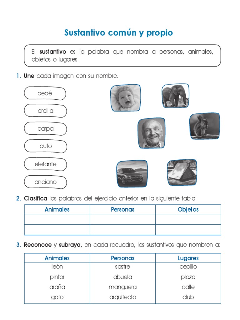 2018 Com2p U2 Ficha Gramatica Sustantivo Comun y Propio | PDF