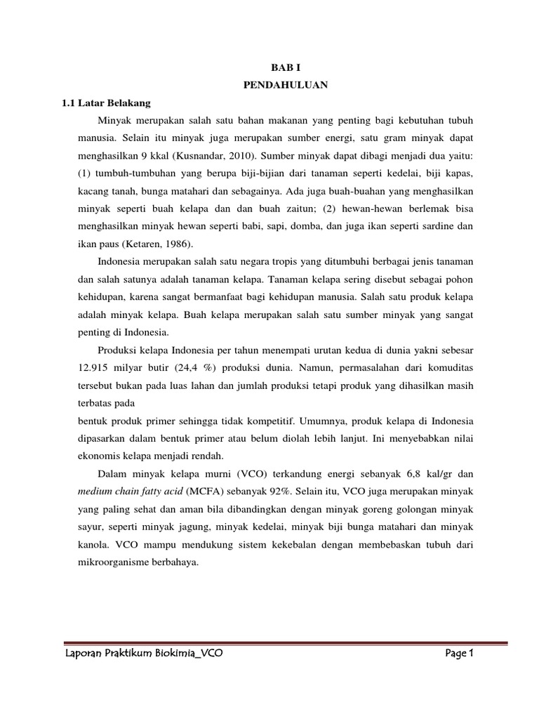 Laporan Pembuatan Vco | PDF