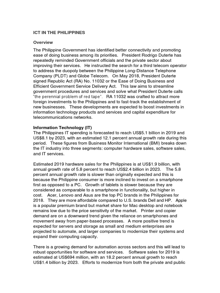 Growth of ICT in the Philippines | PDF | Telecommunication | Computer ...