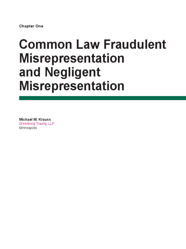 Common Law Fraudulent and Negligent Misrepresentation | PDF ...