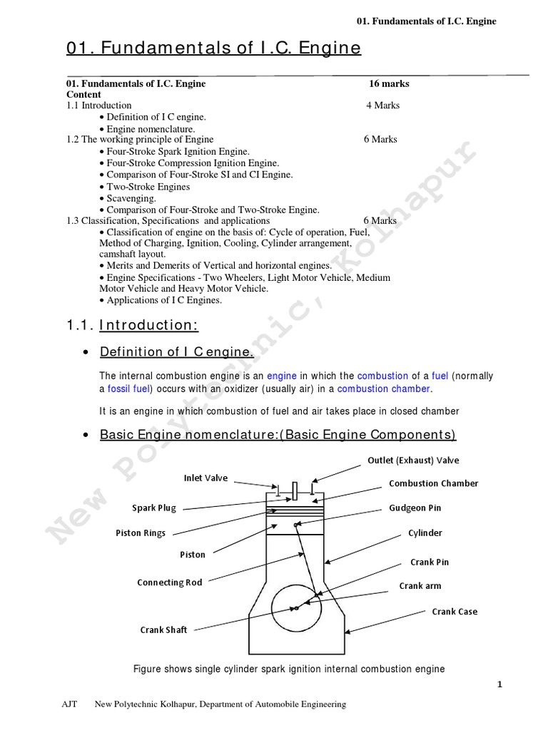 Fundamentals of I.C. Engine | PDF | Internal Combustion Engine | Piston