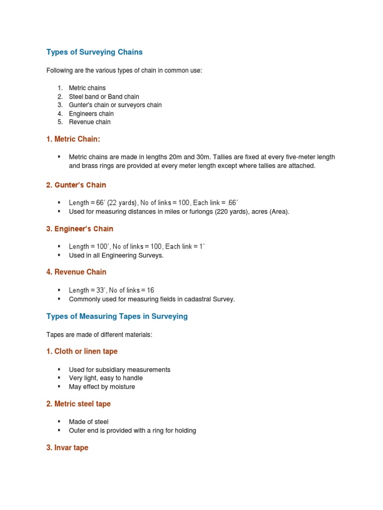 Types of Surveying Chains | PDF