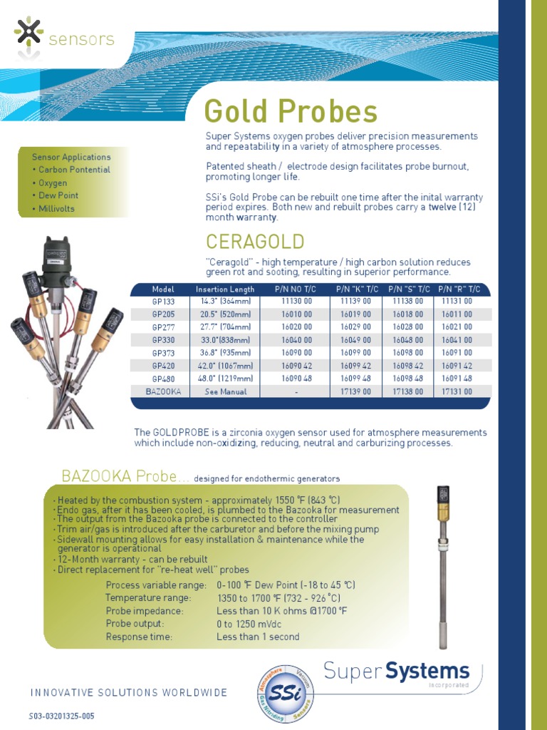 GoldProbe Datasheet | PDF | Oxygen | Chemistry