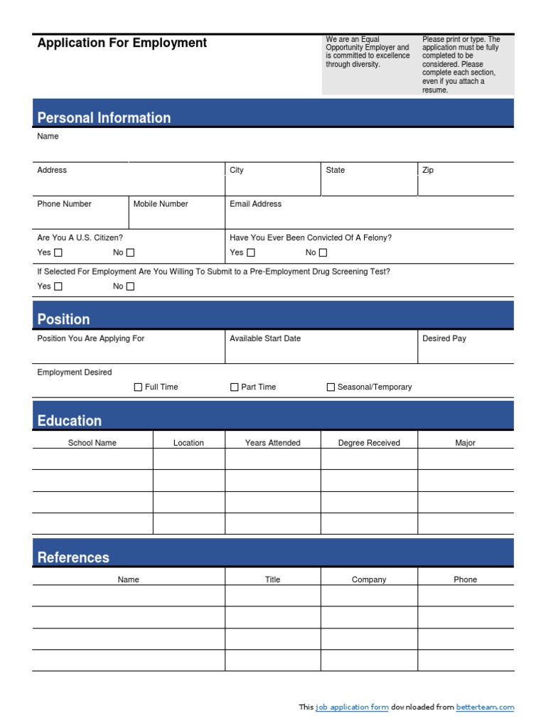 Standard Job Application Form PDF | PDF | Employment | Labour