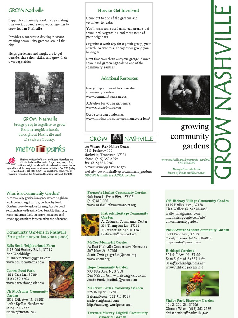 Nashville Community Gardens Brochure | PDF | Nashville | Hobbies