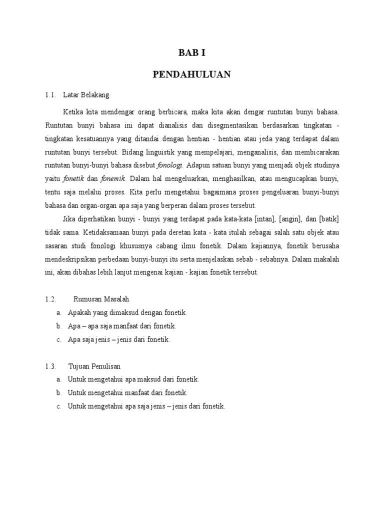 Bab I Fonetik | PDF | Seni & Disiplin Bahasa