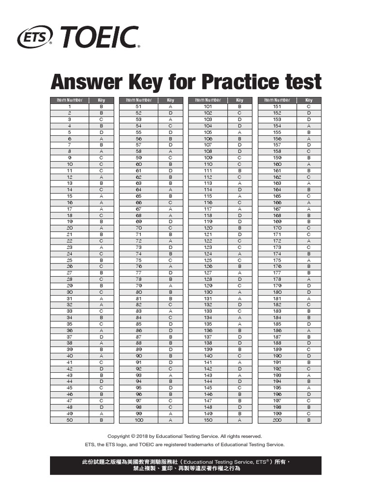 新版 TOEIC Practice Test 解答 | PDF