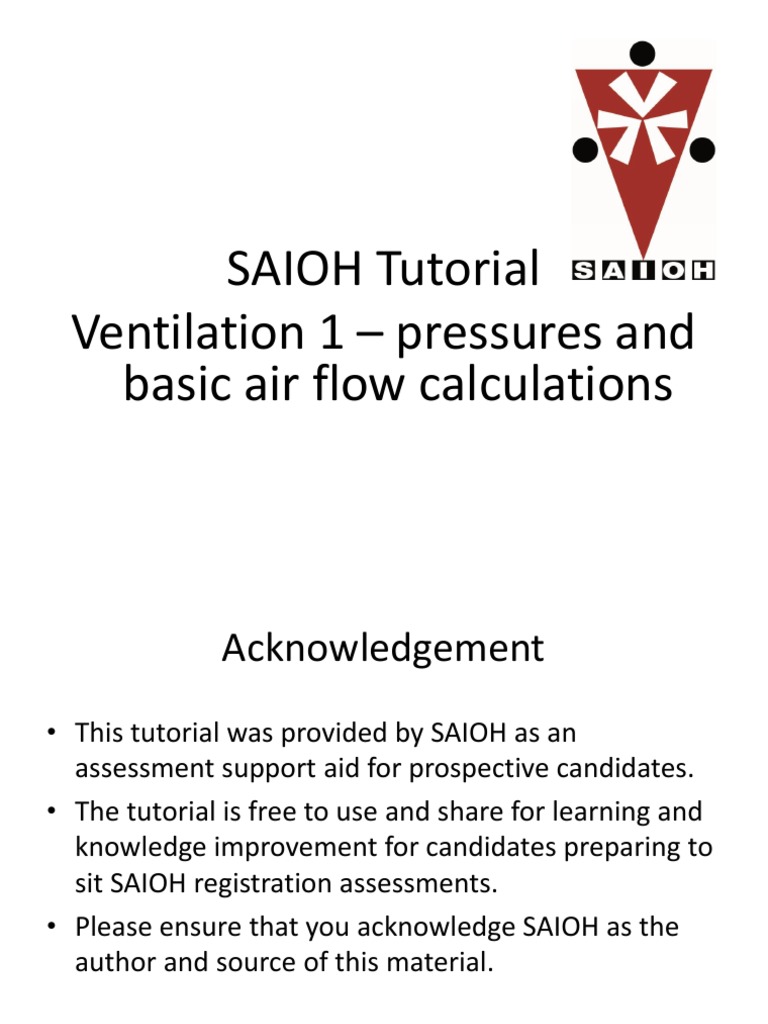 SAIOH 1 Tutorial Ventilation PDF | PDF | Flow Measurement | Pressure