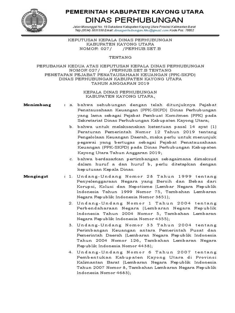 SK PPK-SKPD Perubahan | PDF