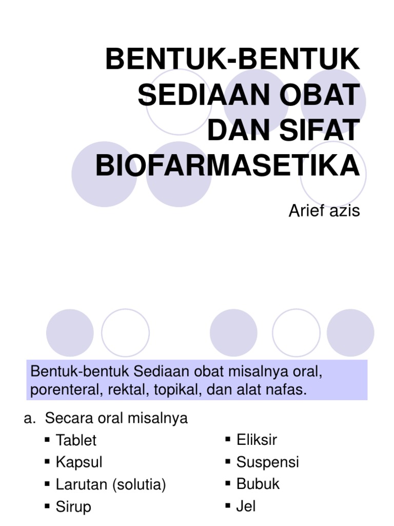 Bentuk Bentuk Sediaan Obat | PDF