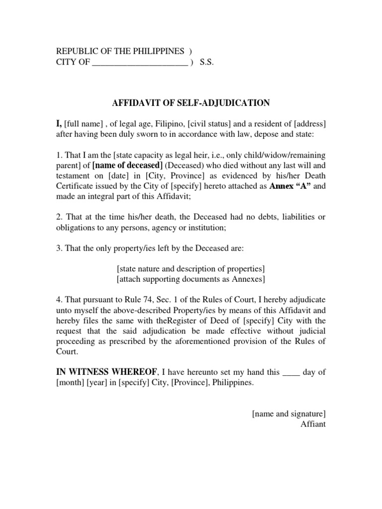 Affidavit of Self Adjudication | PDF