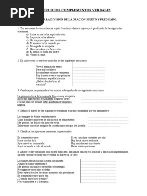 Hoja De Trabajo De Concordancia Entre Sujeto Y Verbo Con Respuestas
