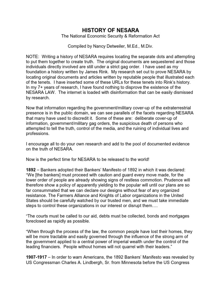 1-History of N.E.S.A.R.A. | PDF | Federal Government Of The United ...