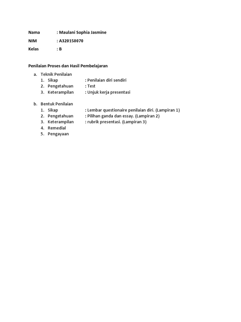 Contoh Penilaian English Lesson Plan | PDF | Kesehatan Holistik
