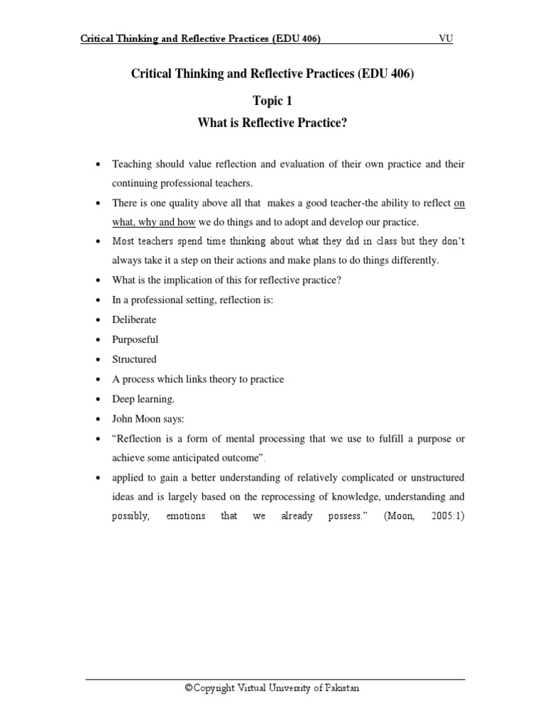 Complete Handouts Topic Wise Corrected | PDF | Reflective Practice ...
