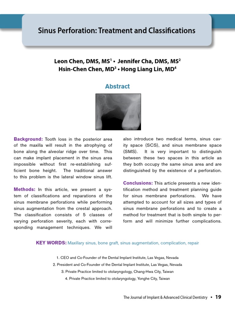 Sinus Perforation Management Techniques | PDF | Dental Implant ...