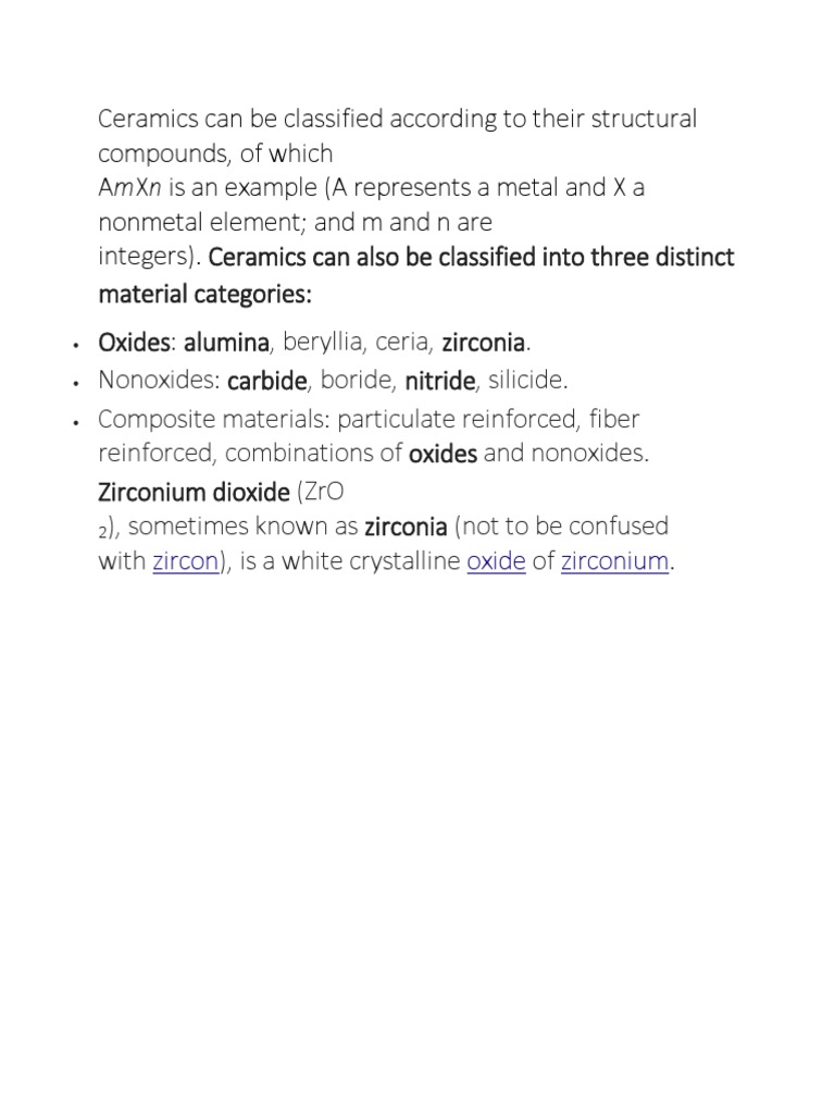 Ceramics Assignment | PDF | Zirconium Dioxide | Ceramics