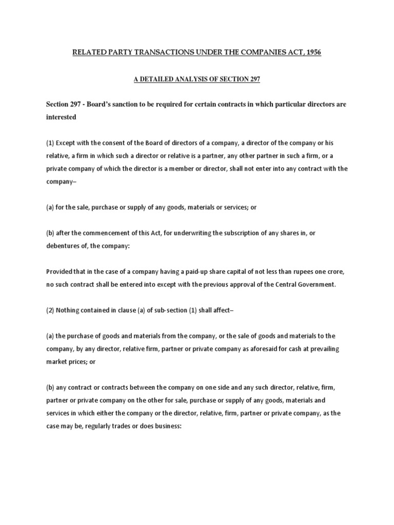 Related Party Transactions under Companies Act | Board Of Directors ...