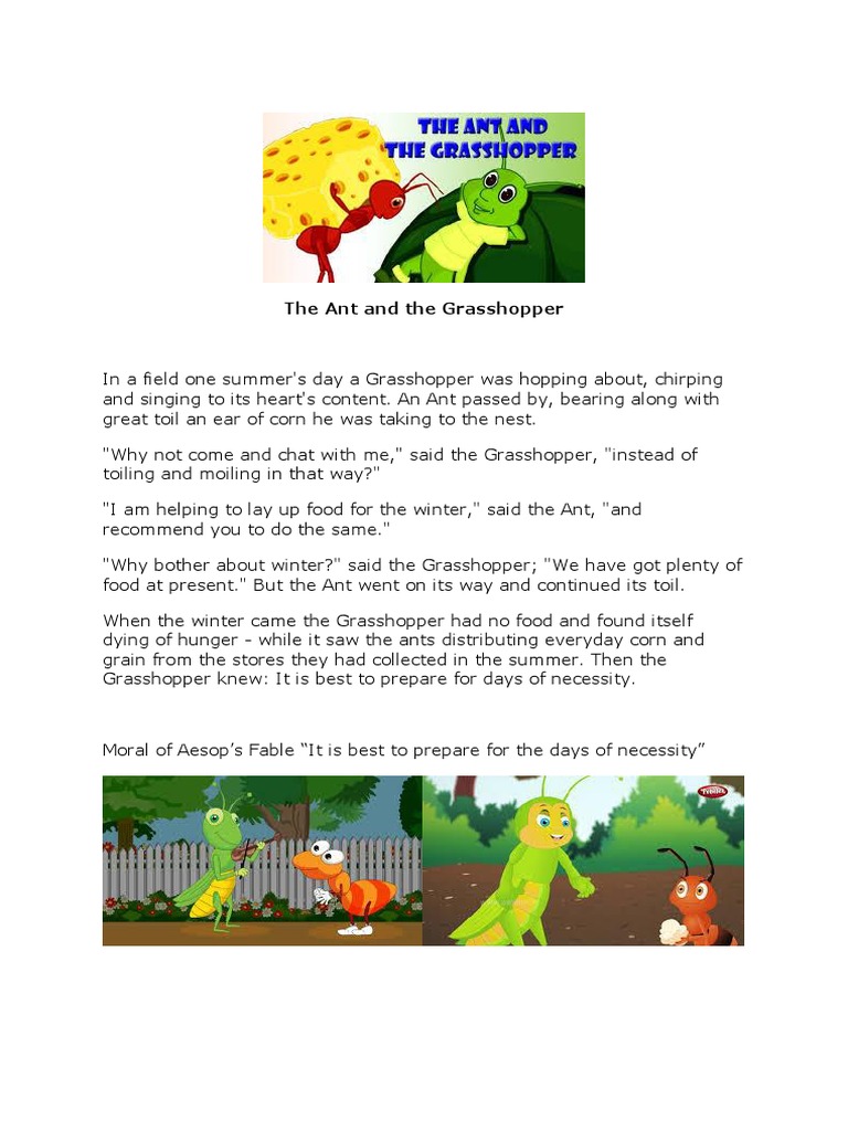 Ant and Grasshopper: Aesop's Moral Fable | PDF | Poetry