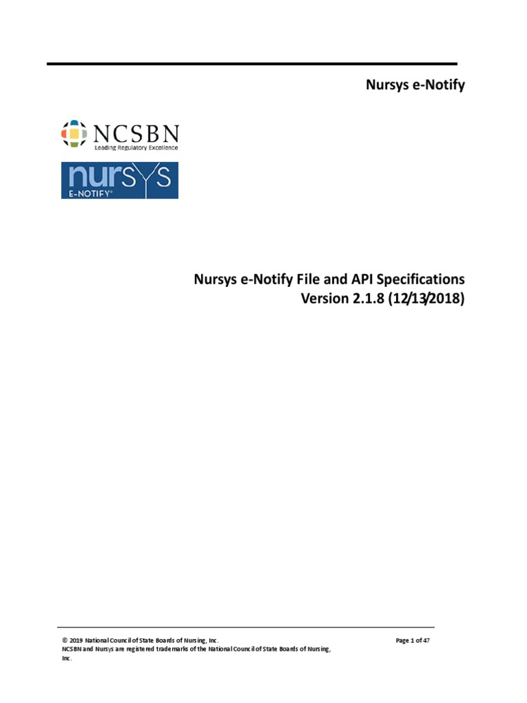Nursys E-Notify File and API Specifications v2.1.8 PDF | PDF | Comma ...