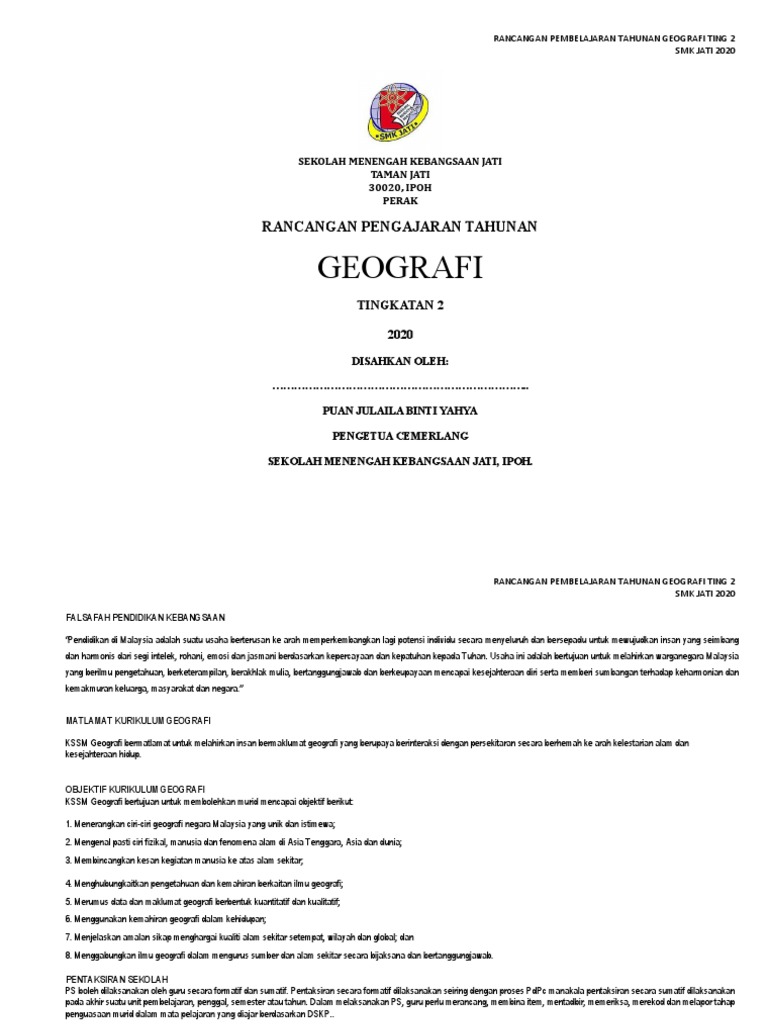 Panitia Geografi SMK Jati (RPT) - Tingkatan 2 | PDF