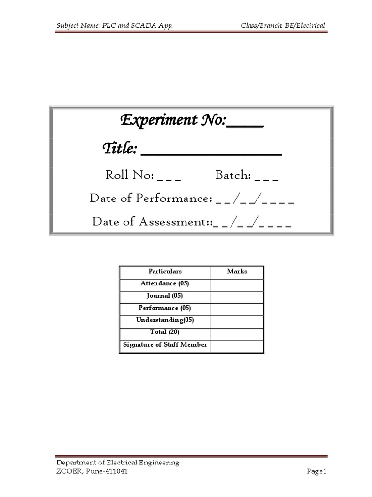 PLC Lab Manual PDF | PDF | Programmable Logic Controller | Switch