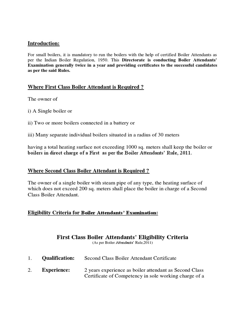 Boiler Attendants Examination Procedure | PDF | Boiler | Energy Technology