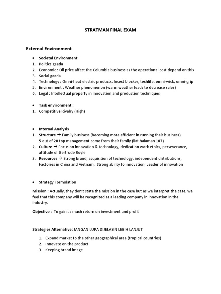Stratman Final Exam | PDF