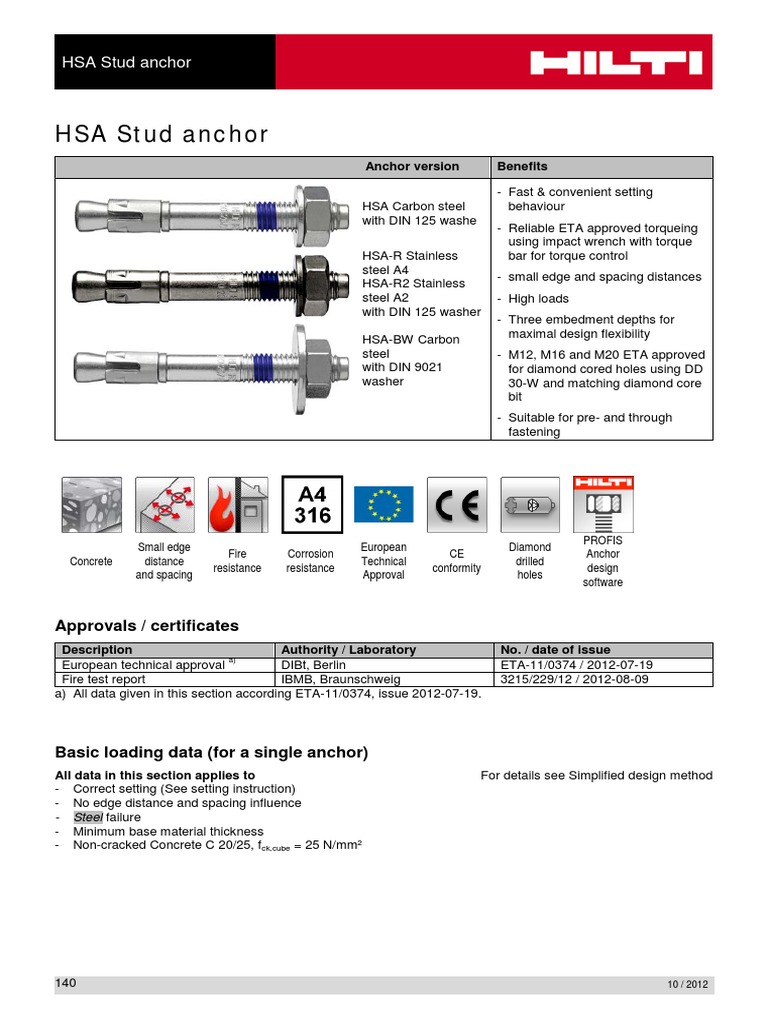 HSA Stud Anchor PDF | PDF | Nut (Hardware) | Screw