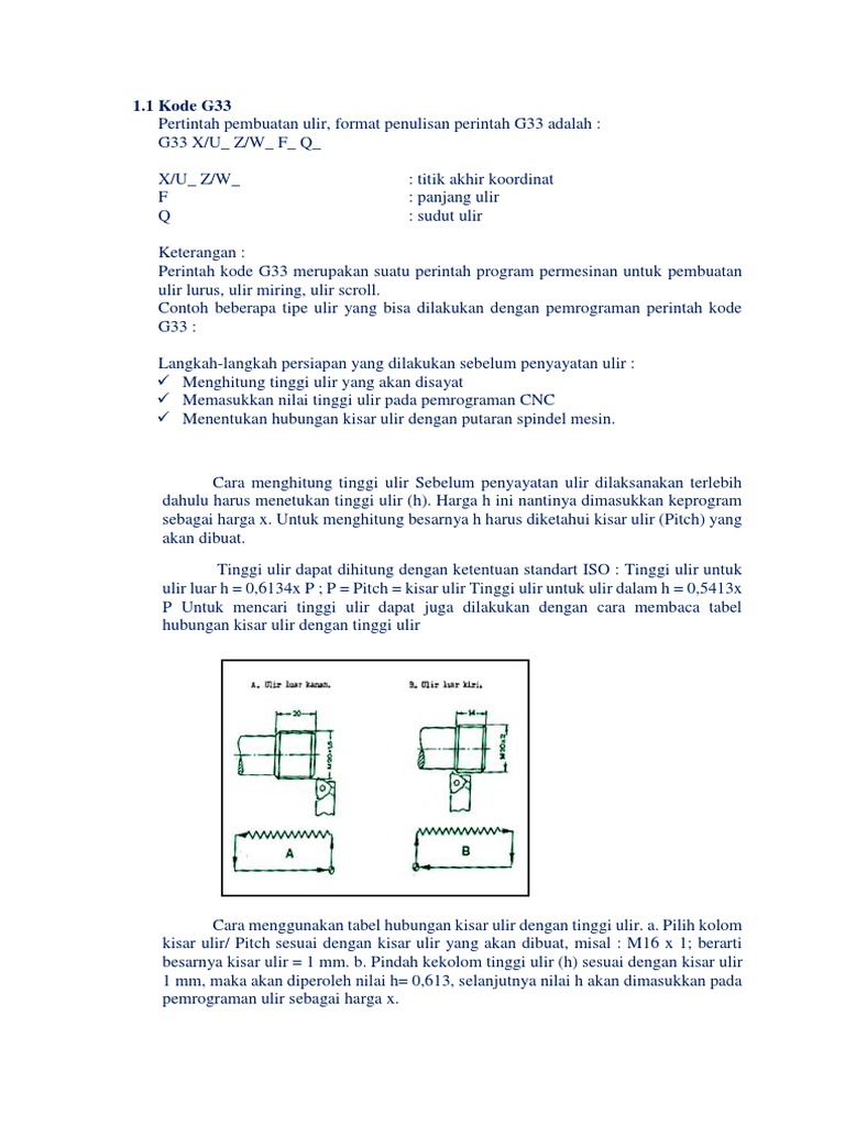 Panduan Kode G33 untuk CNC | PDF