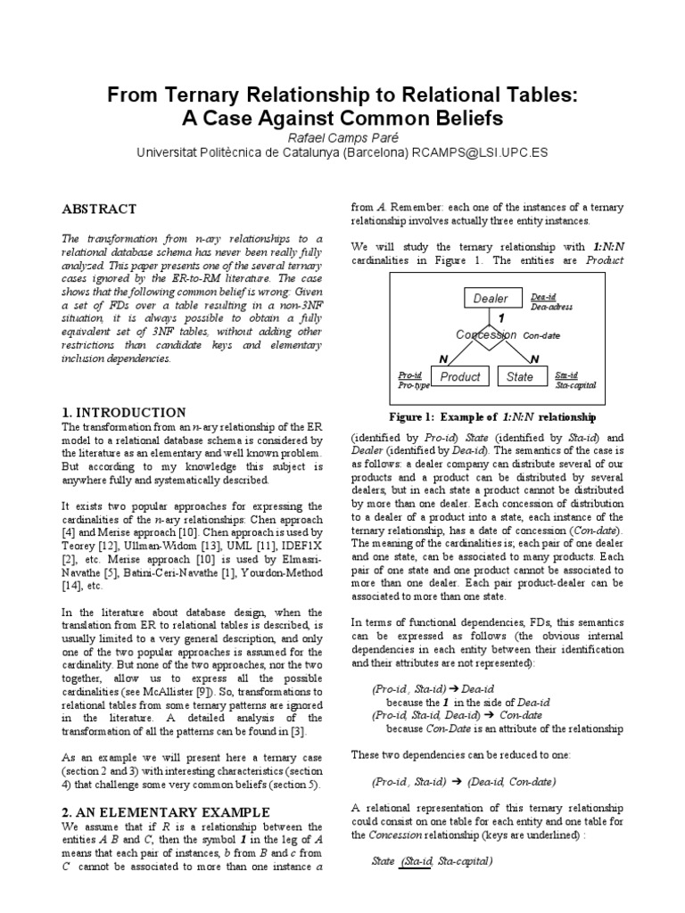 Ternary Relationships in Database Design | PDF | Relational Database ...