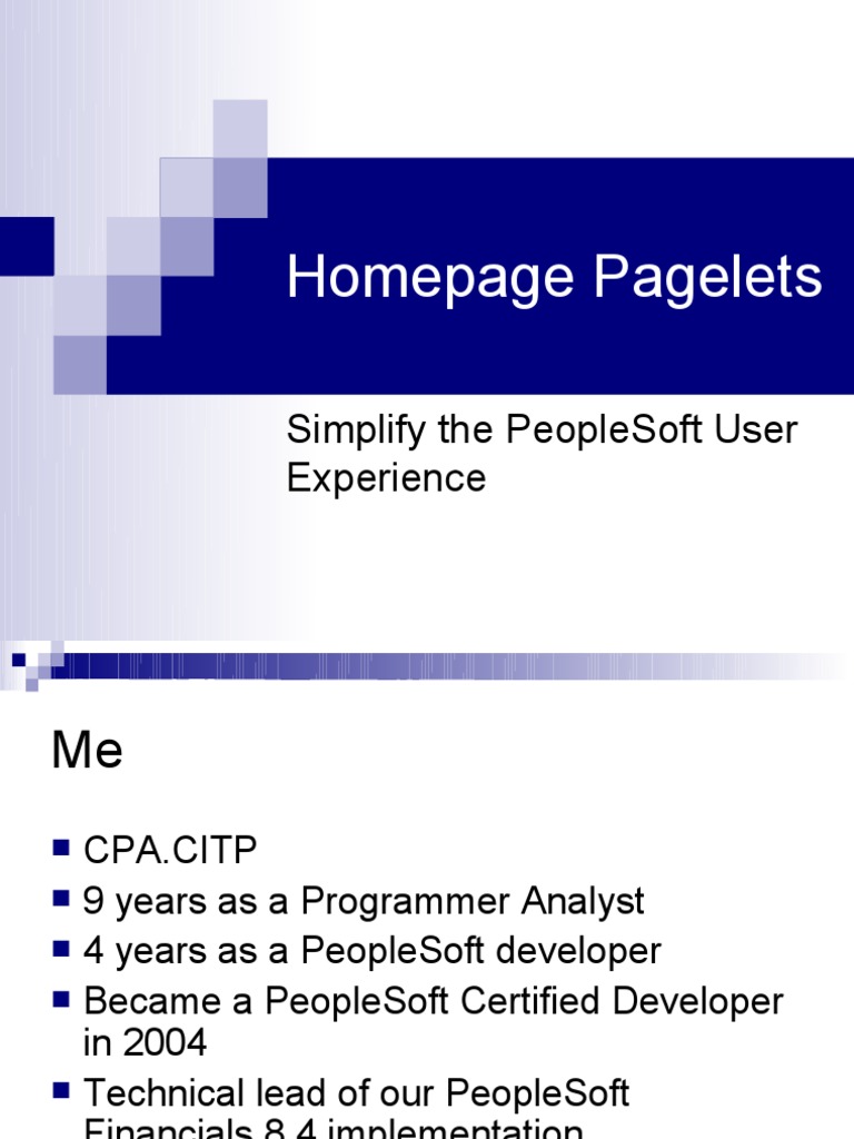Creating and Using PeopleSoft Homepage Pagelets | PDF | World Wide Web ...