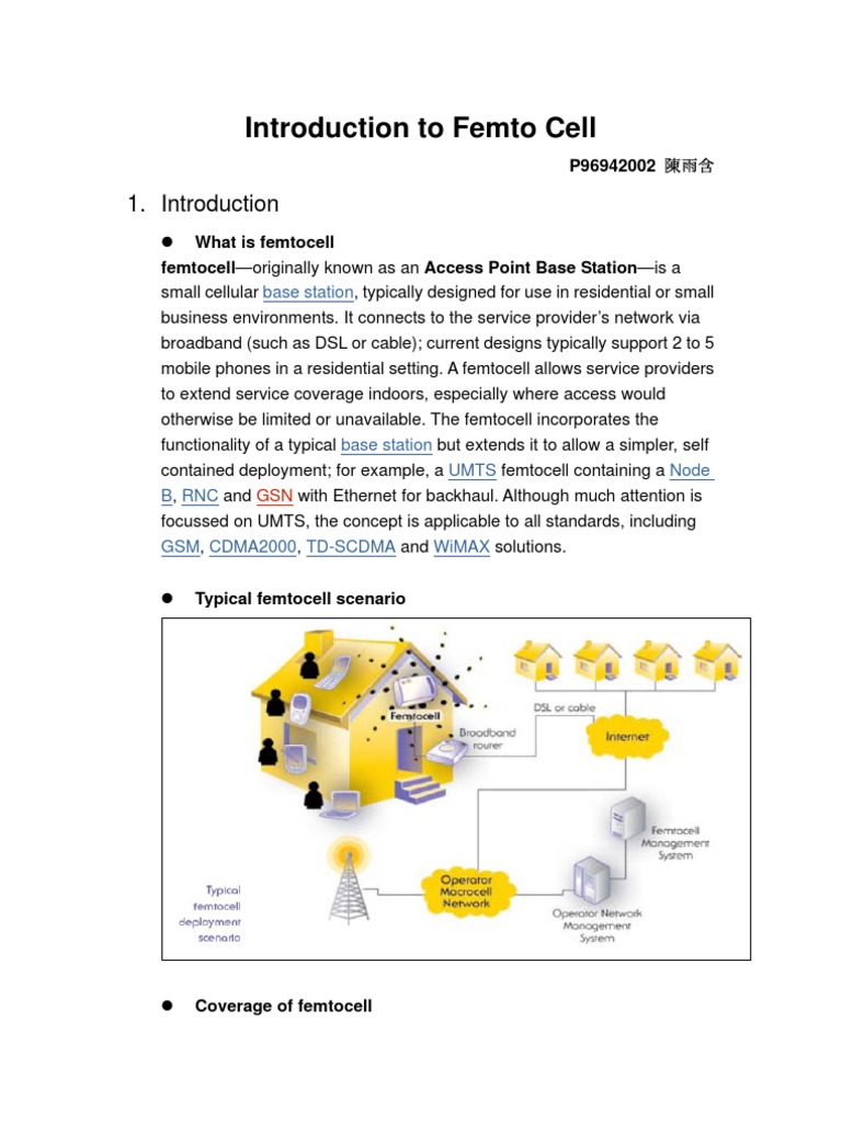 Introduction To Femto Cell: Base Station | PDF | Sprint Corporation ...