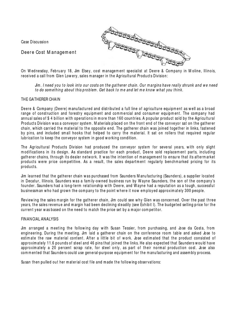 Case - Deere Cost Management PDF | Download Free PDF | Cost Accounting | Cost