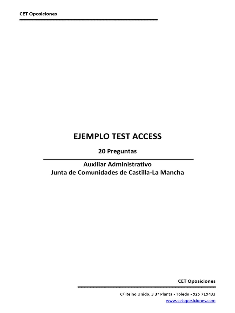 Test de Access para Oposiciones | PDF | Bases de datos | Informática