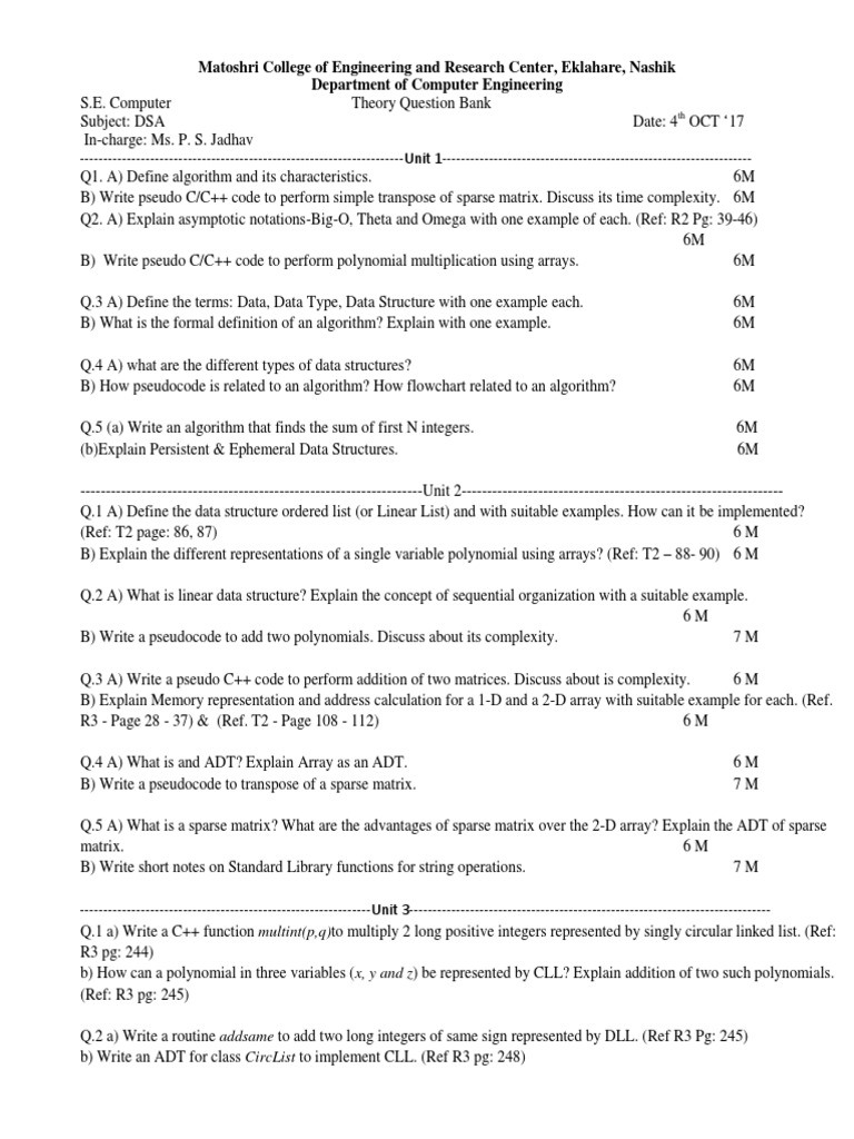 Dsa Theory Questions For Sppu Pdf Queue Abstract Data Type Matrix Mathematics 