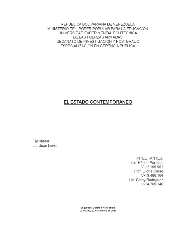 El Estado Contemporaneo Pdf Ley Pública Estado Política
