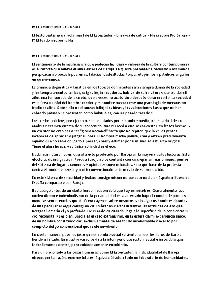 IX El Fondo Insobornable, Ortega y Gasset | PDF | Renacimiento | Realidad