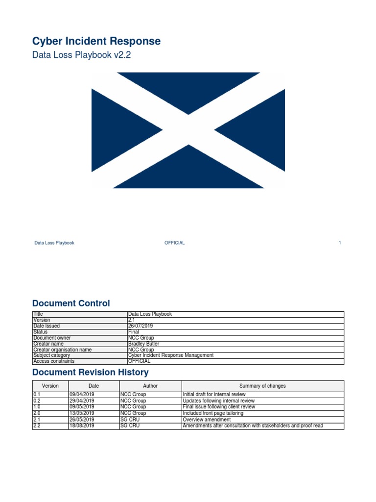 Cyber Incident Response - Data Loss Playbook | PDF | Computer Security ...