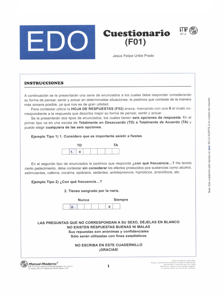 Cuadernillo Escala Desgaste Ocupacional (EDO) PDF | PDF | Medicina | Especialidades Medicas