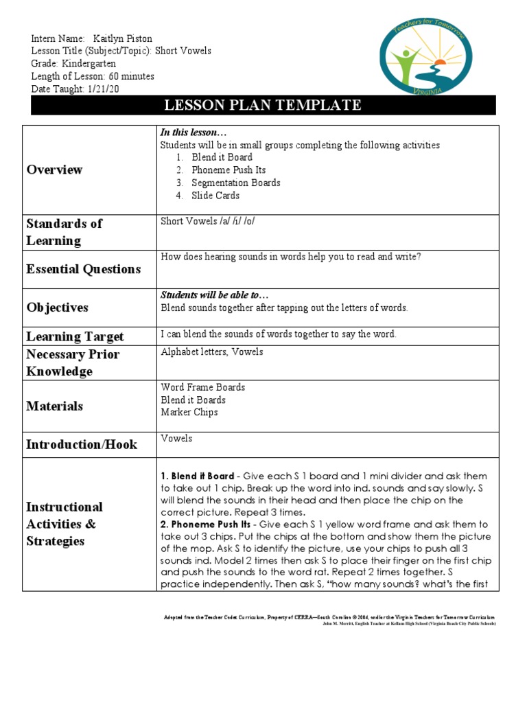 Lesson Plan Template and Reflection | PDF | Lesson Plan | Curriculum