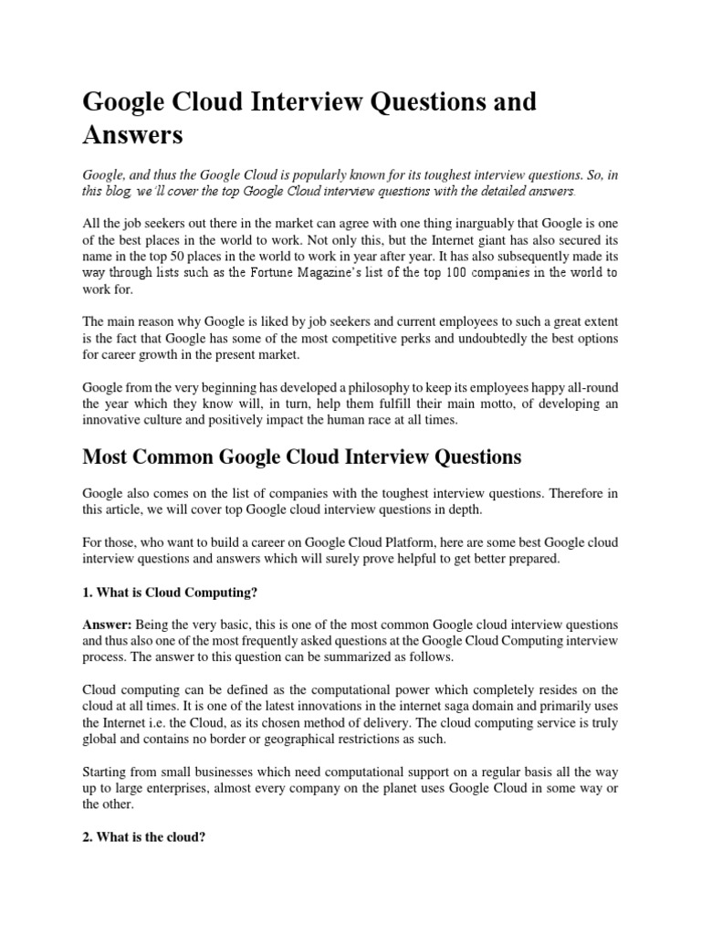 GCP Interview Sample Questions | PDF | Software Development Kit | Cloud ...