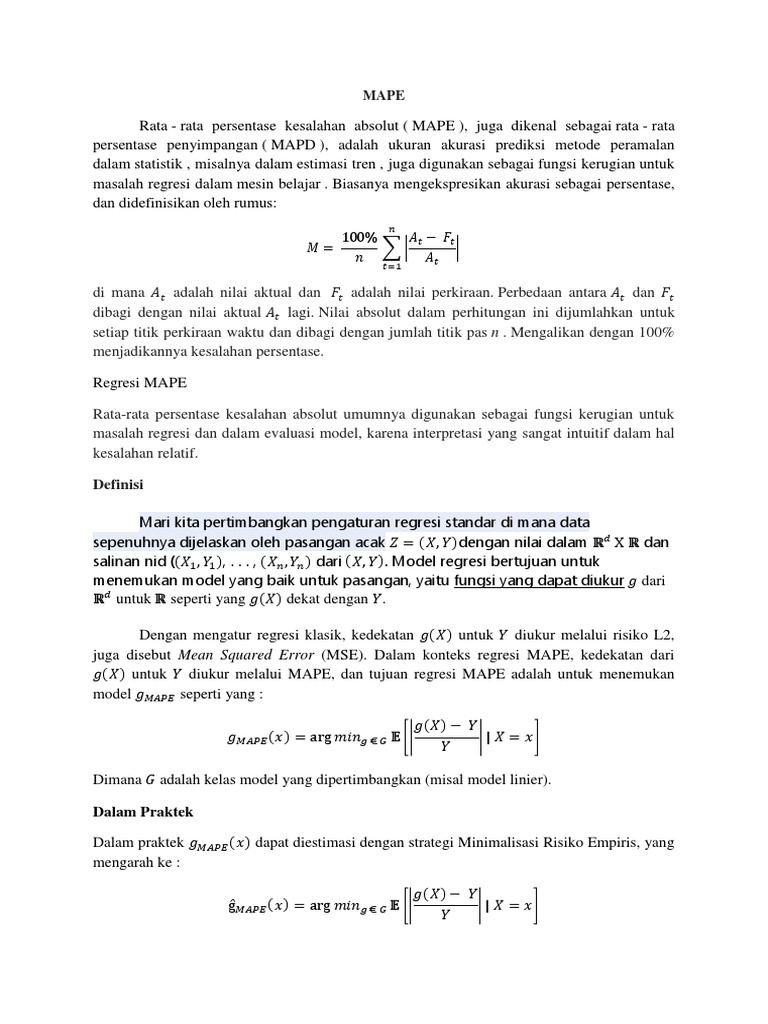 Analisis MAPE sebagai Ukuran Akurasi Prediksi | PDF