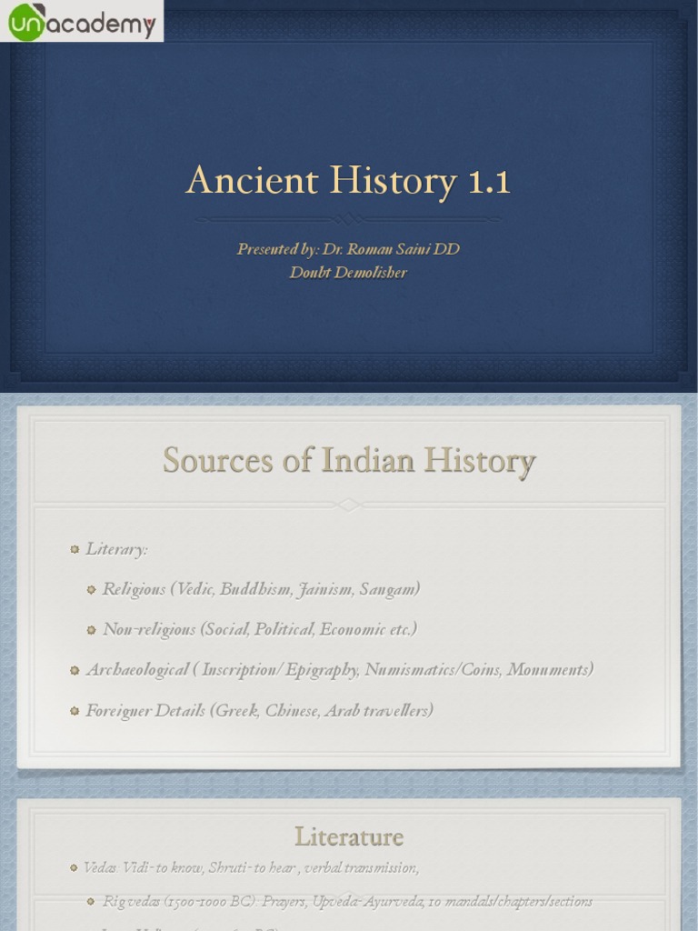 Ancient History 1.1 Introduction | PDF | Vedas | Hindu Literature