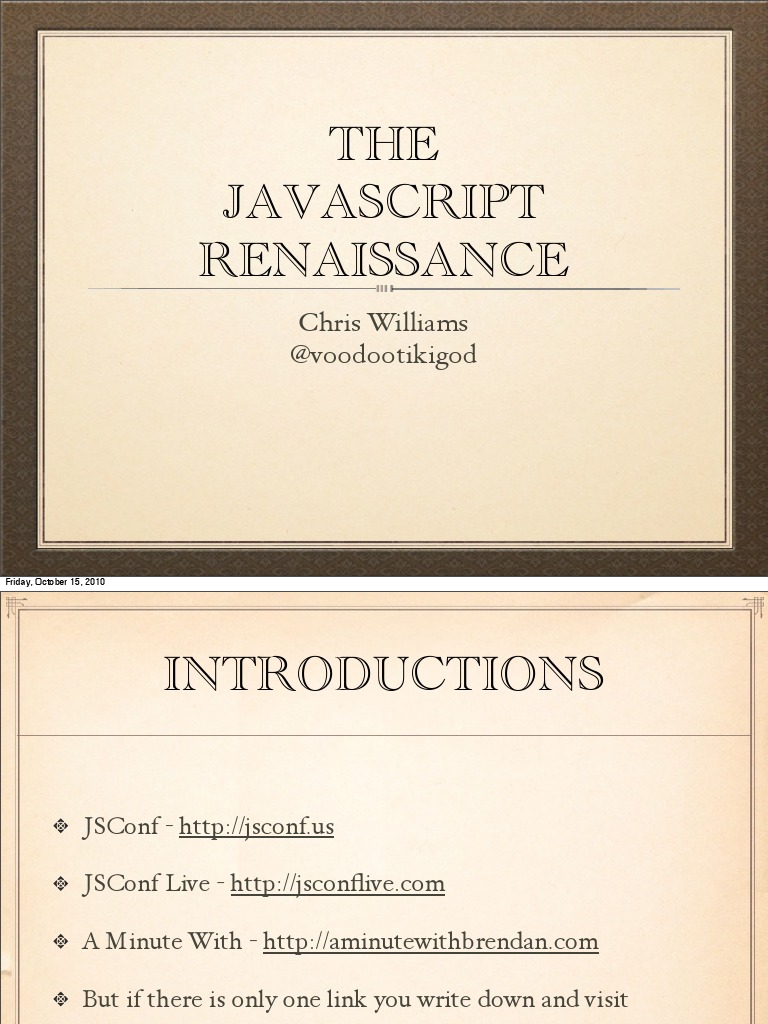 THE Javascript Renaissance: Chris Williams @voodootikigod | PDF | Java ...