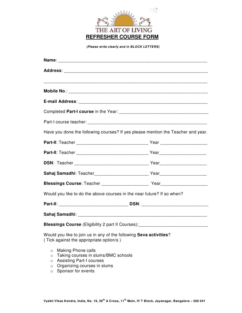 Refresher Course Form | PDF
