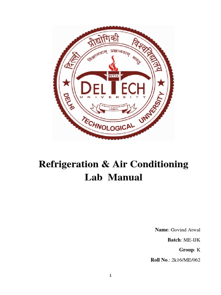 Rac Lab File | PDF | Air Conditioning | Refrigerator