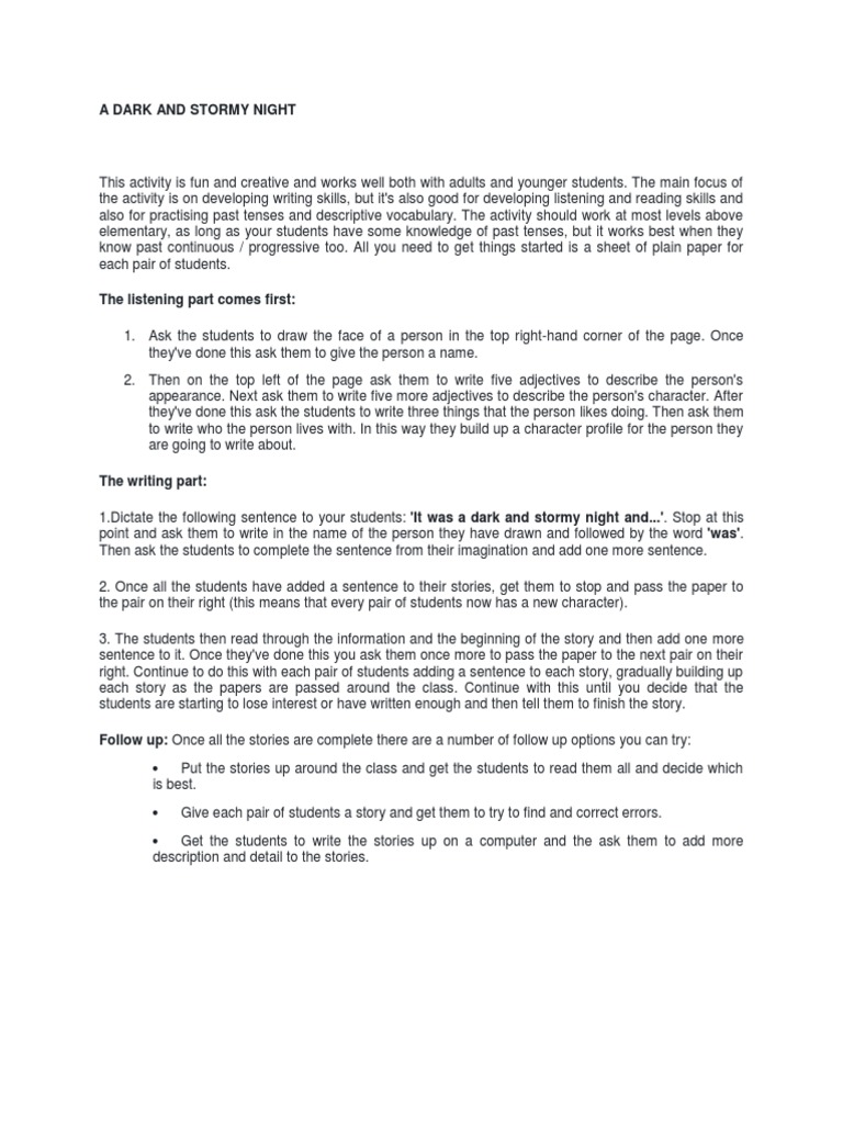 A Dark and Stormy Night | PDF | Linguistics | Cognition